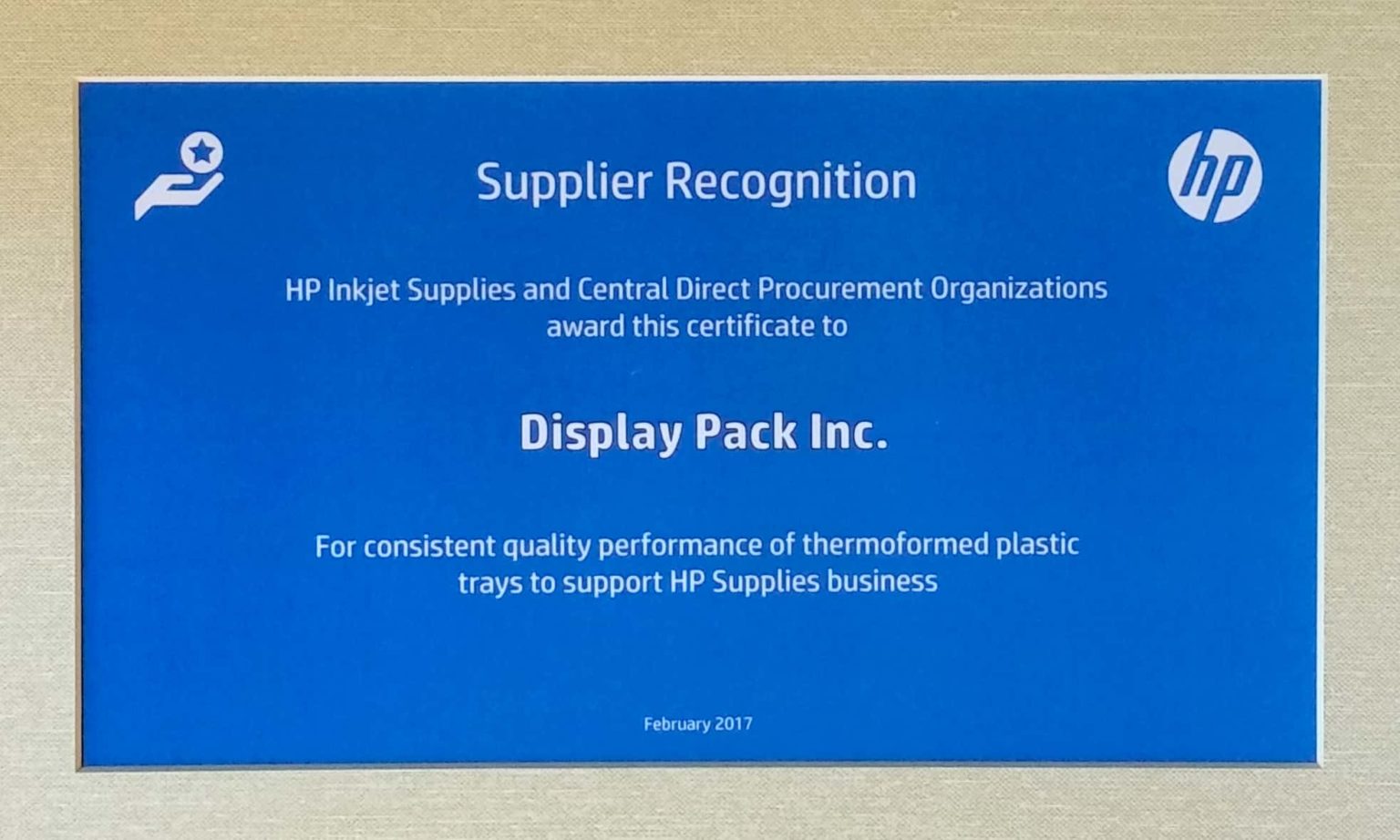 HP Recognizes Our Commitment to Quality and Service - Display Pack